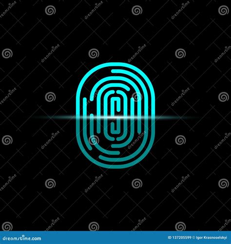 Realistic Fingerprint Scanner In Flat Style Identification System Stock Vector Illustration
