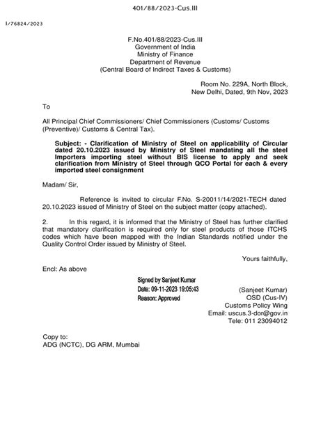 Clarification Letter Dt 09112023 To Field Formations Pdf