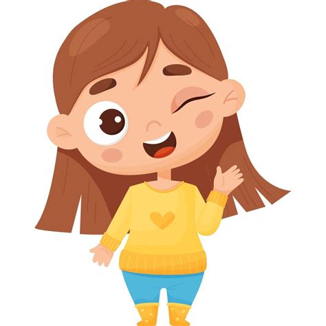 Playful Joyful Girl Winks Character Emotion 15518379 Vector Art At Vecteezy