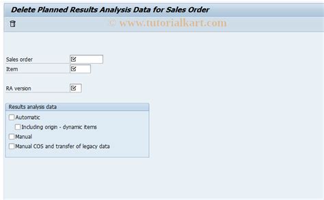 KKA P SAP Tcode Delete RA Data For Sales Order