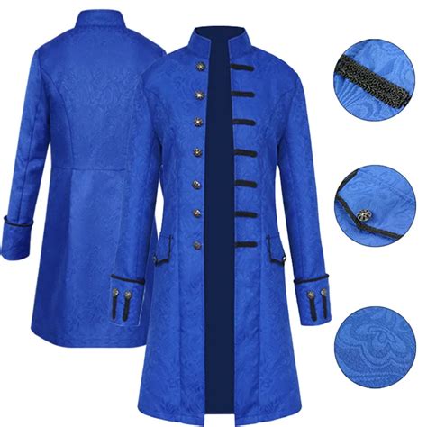 중세 빈티지 연미복 남자 턱시도 의상 고딕 빅토리아 스팀 펑크 카니발 파티 버튼 수 놓은 의류 Aliexpress