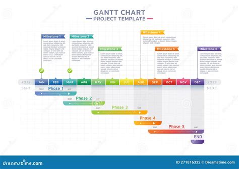 Timeline Gantt Chart Infographic Template Background Vector