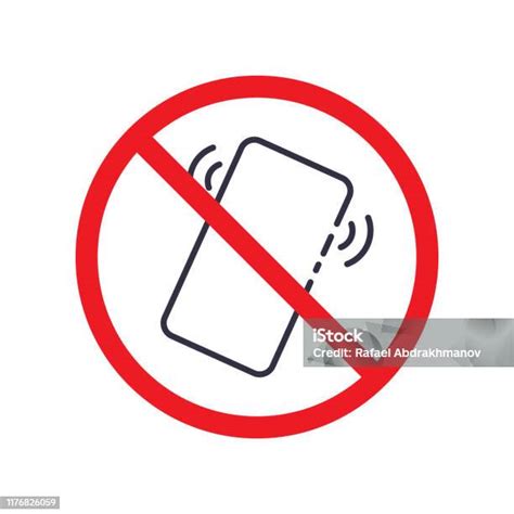 스마트폰 아이콘이 없습니다 금지 기호가있는 얇은 라인 휴대 전화 음파 또는 진동 표지판 벡터 Eps 10 그림 0명에 대한 스톡 벡터 아트 및 기타 이미지 Istock