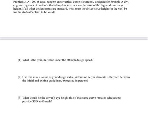 Solved Problem A Ft Equal Tangent Crest Vertical Chegg
