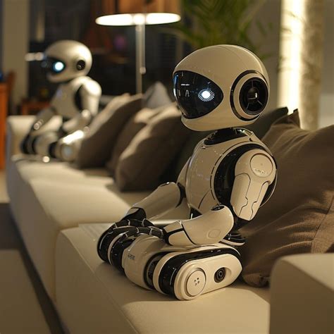 Robots Undergoing Social Behavior Tests In A Simulated Home Environment Premium Ai Generated Image