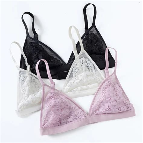 섹시한 레이스 Bralette 울트라 얇은 투명 레이스 브래지어 무선 삼각형 컵 플 런지 브래지어 Unlined 속옷 여자 란제리 여자 브래지어 브라 AliExpress