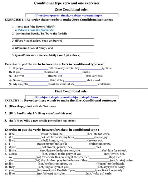 Conditionals Type 0 1 Exercises