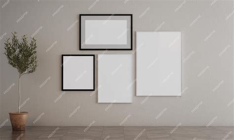 현대 거실과 빈 벽 질감 배경 인테리어 디자인 포스터와 캔버스 프레임 프리미엄 사진