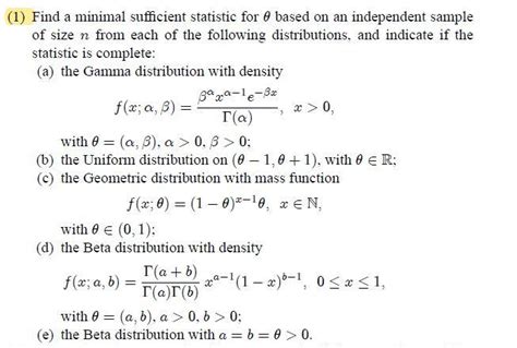 Solved 2 1 Find A Minimal Sufficient Statistic For 8 Based