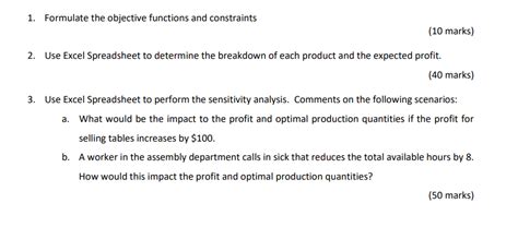 Solved 1 Formulate The Objective Functions And Constraints