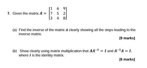 Solved Given The Matrix A A Find Chegg Com