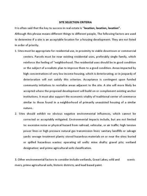 Site Selection Criteria Pdf Wetland Sanitation