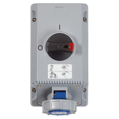 Mk Commando Angled Switch Socket Outlet Interlocked 2p E 32a 250v