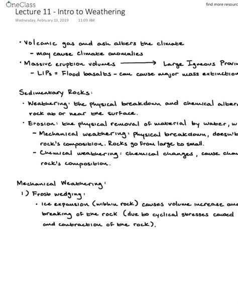 Geol 107 Lecture 11 Intro To Weathering Oneclass