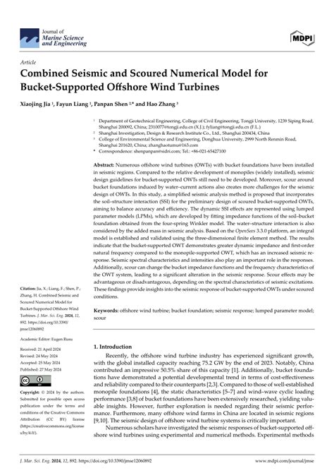 PDF Combined Seismic And Scoured Numerical Model For Bucket Supported Offshore Wind Turbines