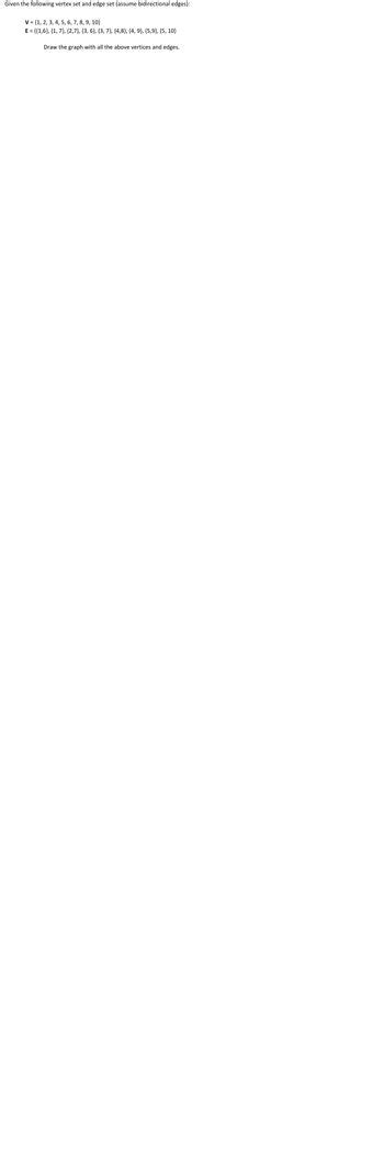 Answered Given The Following Vertex Set And Edge Set Assume