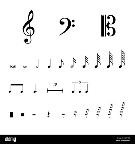 Vector Illustration Musical Notes And Pauses Black Music Symbols