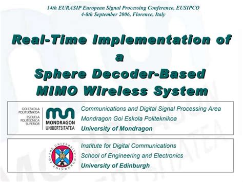 Real Time Implementation Of Sphere Decoder Based Mimo Wireless System