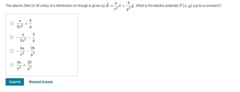 Solved The Electric Field In Si Units Of A Distribution Of