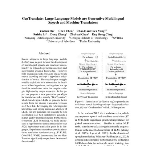 Gentranslate Large Language Models Are Generative Multilingual Speech