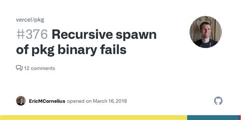 recursive spawn of pkg binary fails · issue 376 · vercel pkg · github