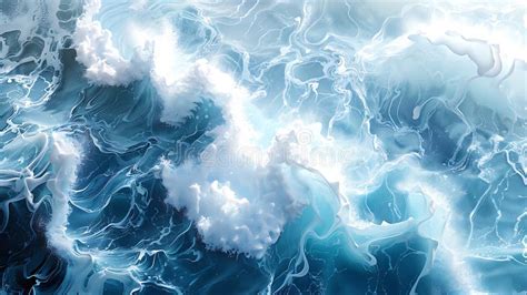 Abstract Blue And White Waves Generative By Ai Stock Illustration Illustration Of Acrylic