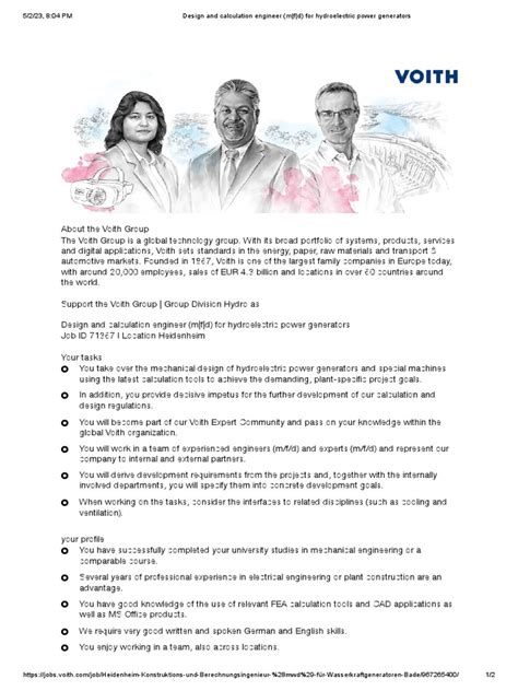 Design And Calculation Engineer M F D For Hydroelectric Power