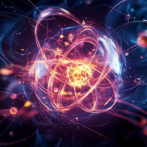 A Glowing Abstract Rendering Of An Atom With A Bright Orange Nucleus
