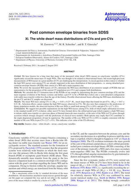 Pdf Post Common Envelope Binaries From Sdss Xi The White Dwarf Mass Distributions Of Cvs And