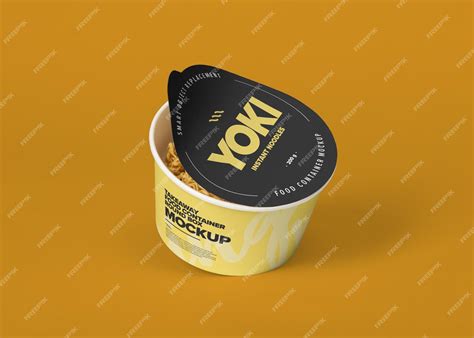 테이크 아웃 식품 용기 원형 상자 모형 프리미엄 Psd 파일