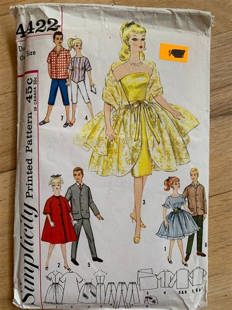 Vintage Simplicity 4422 Barbie And Ken Outfits Etsy