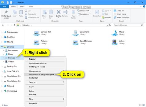 Hide Or Show A Library In Navigation Pane In Windows Tutorials