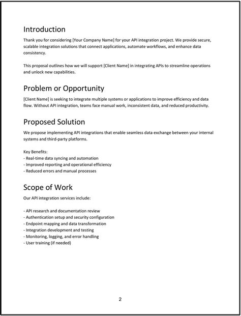 Api Integration Proposal Free Template