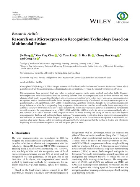 Pdf Research On A Microexpression Recognition Technology Based On Multimodal Fusion
