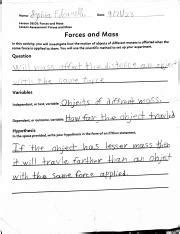 The Relationship Between Forces And Mass Investigating The Course Hero