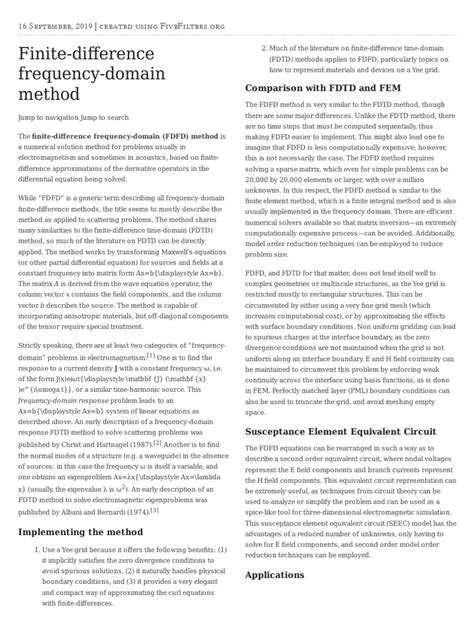 Finite Difference Frequency Domain Method Comparison With Fdtd And