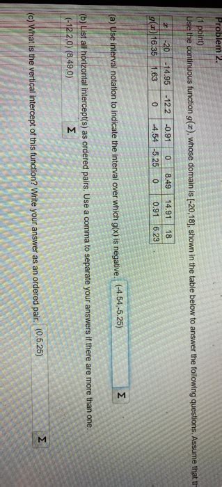 solved problem 2 1 point use the continuous function