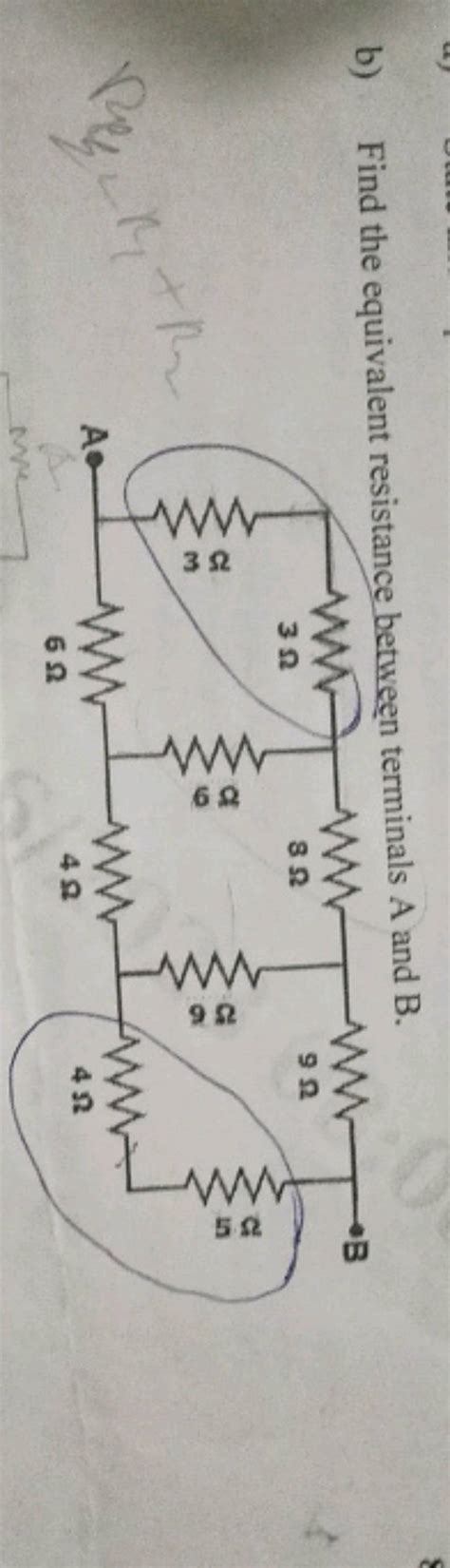 B Find The Equivalent Resistance Between Terminals A And B Filo