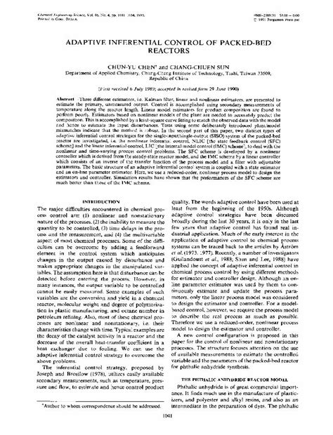 Pdf Adaptive Inferential Control Of Packed Bed Reactors Dokumentips