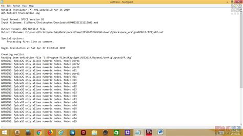 i am trying to import a spice file netlist from murata into ads not