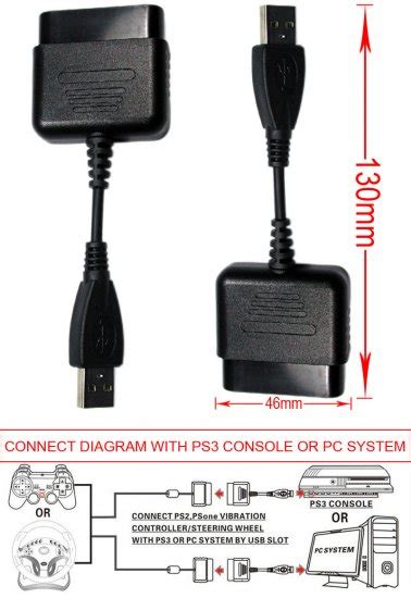 Ps2 Controller To Usb Adapter Converter Cable Cord For Pc Ps3 Playstation 3