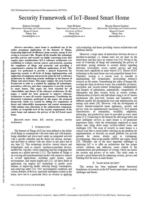 security framework of iot based smart home pdf