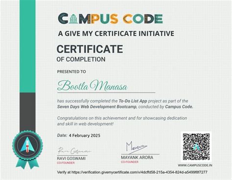 Codingjourney Certificate Bootla Manasa
