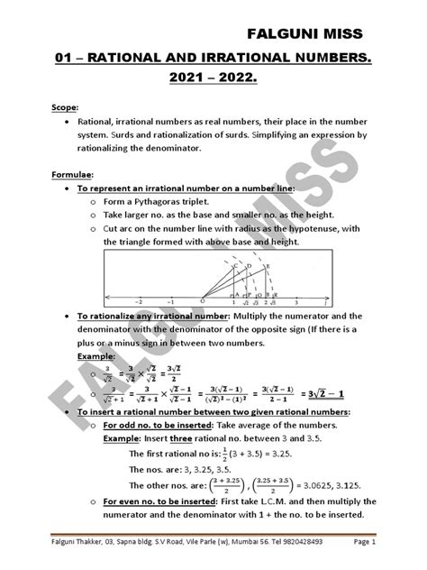 Ix Cc Rational And Irrational Numbers Icse 10 Pdf Lexicology Mathematical Notation