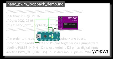 Nano Pwm Loopback Demo Ino Wokwi ESP STM Arduino Simulator