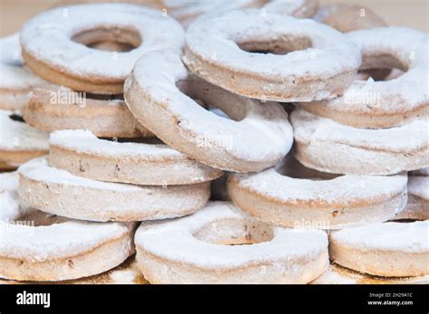 Bakery Donut Type Sweets With Icing Sugar Stock Photo Alamy