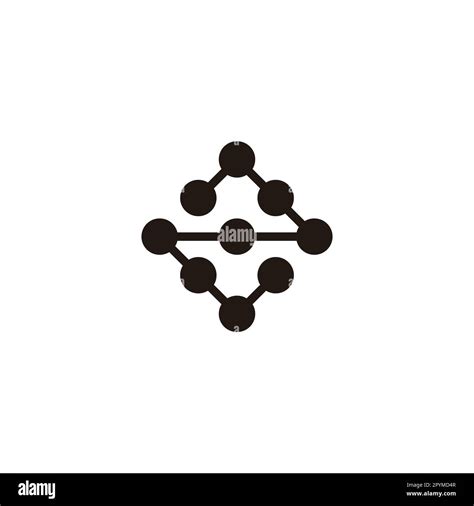 number 2 square molecules geometric symbol simple logo vector stock
