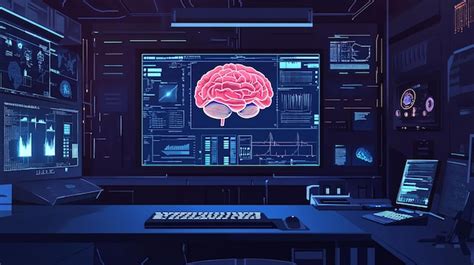 premium photo futuristic computer lab with monitors displaying brain