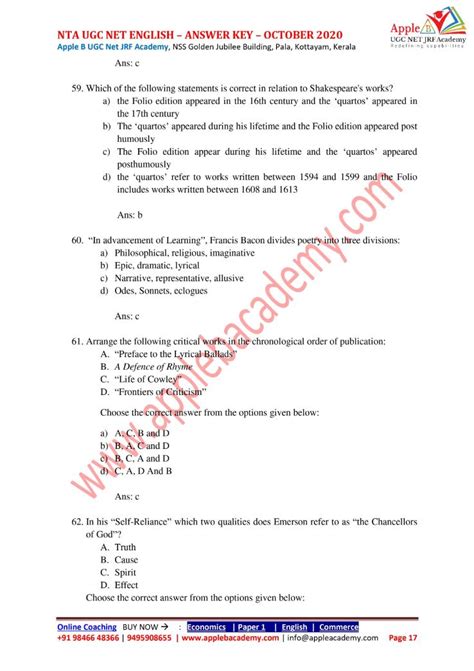 NTA UGC NET SEPTEMBER 2020 ENGLISH QUESTION PAPER ANSWER KEY