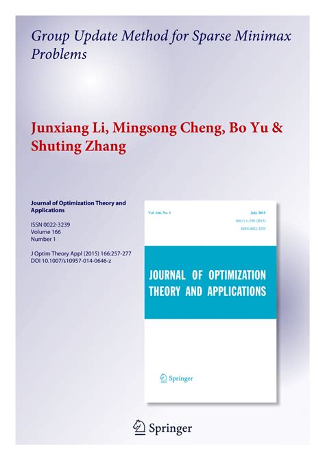 Pdf Group Update Method For Sparse Minimax Problems